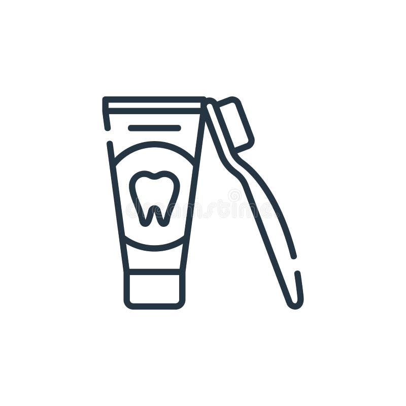 Toothpaste Vector Icon Isolated on White Background. Outline, Thin Line ...