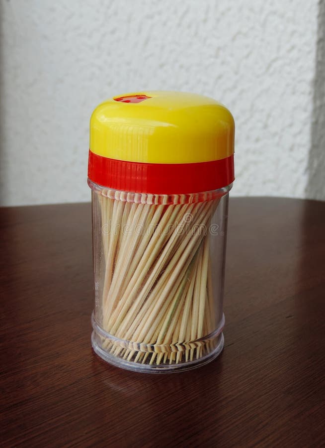 Toothpick in Box Container on Wood Table Stock Image - Image of pierce ...