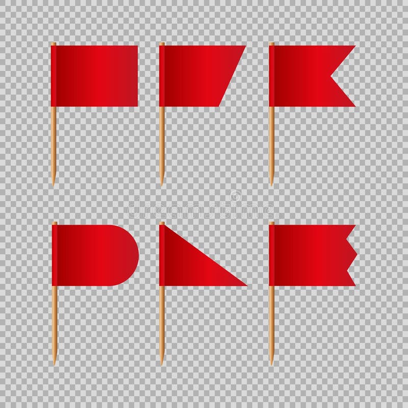 Toothpick Flags Isolated on Wooden Stick with Red Paper. Stock Vector ...