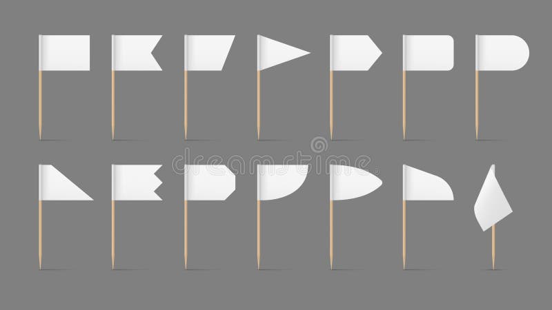 Toothpick Flags Mockup, White Banners Vector Set Stock Vector ...