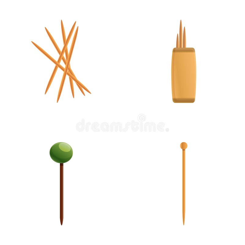Toothpick Icons Set Cartoon Vector Toothpick For Cocktail Or Food Stock Vector Illustration