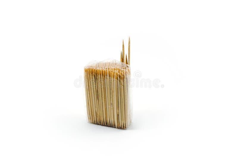 Toothpick Made of Wood Wrapped in Plastic Isolated on a White Stock ...