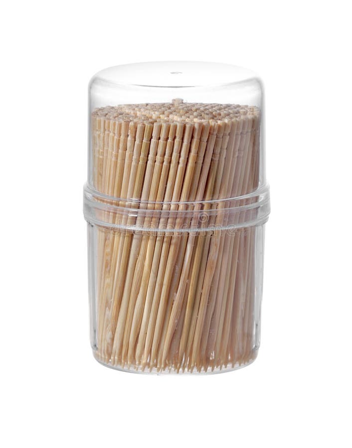 Toothpicks from Bamboo in Plastic Box on White Background Stock Image ...