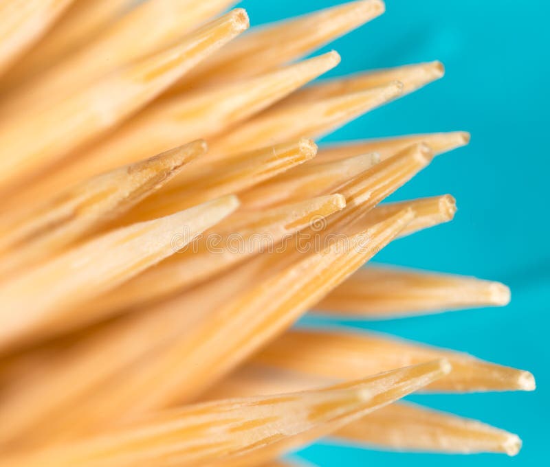 Toothpicks on a Blue Background. Macro Stock Image - Image of objects ...