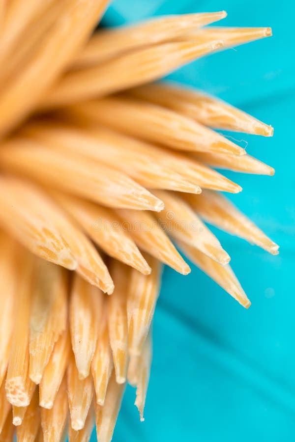Toothpicks on a Blue Background. Macro Stock Photo - Image of health ...