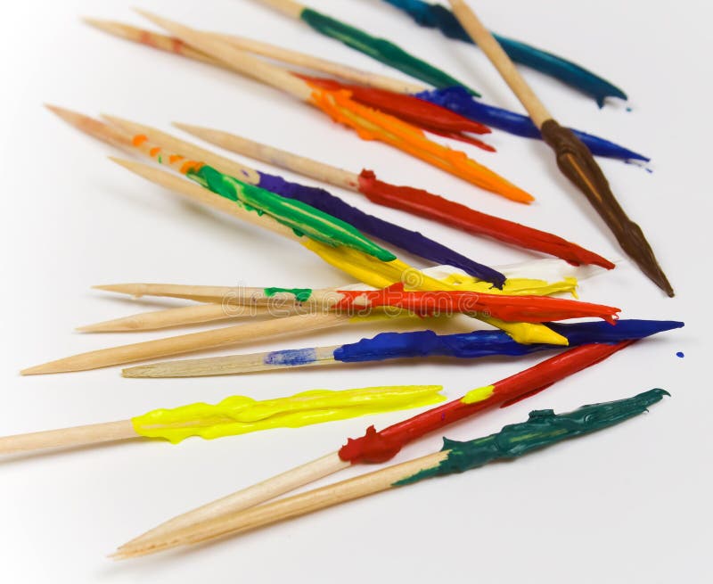 Toothpicks Covered in Paint Stock Photo - Image of objects, brown: 9610332