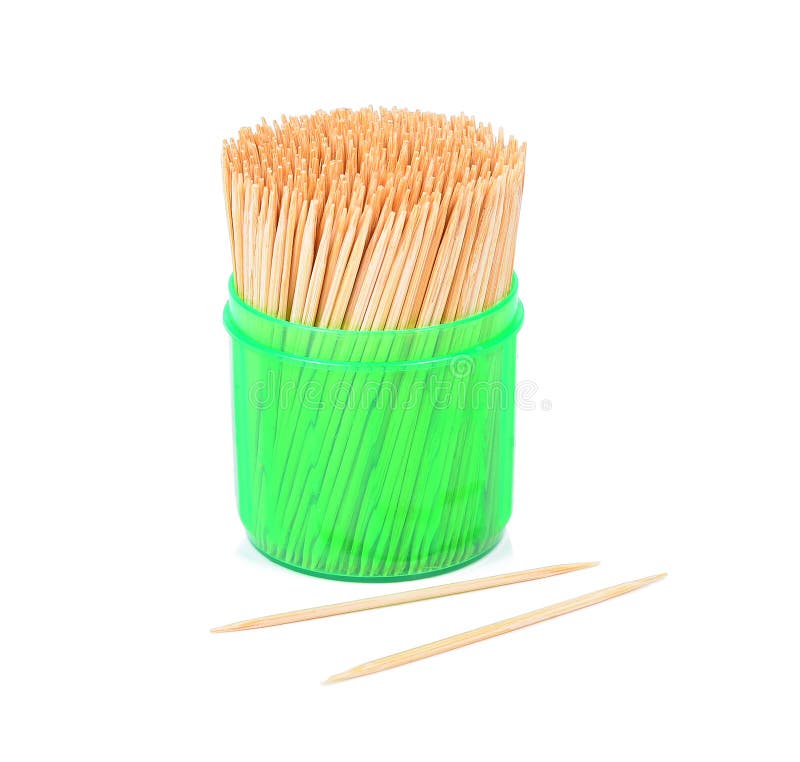Toothpicks in a Green Box Isolated on a White Stock Photo - Image of ...