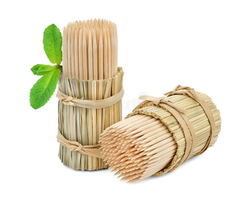 Toothpicks in Packs of Straw and a Mint. Stock Image - Image of care ...