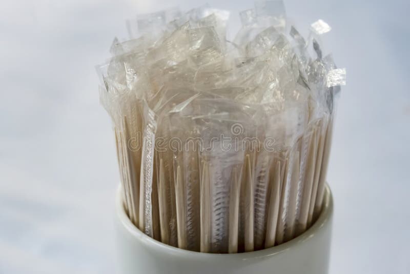 Toothpicks in Small White Bowl Stock Image - Image of group, macro ...