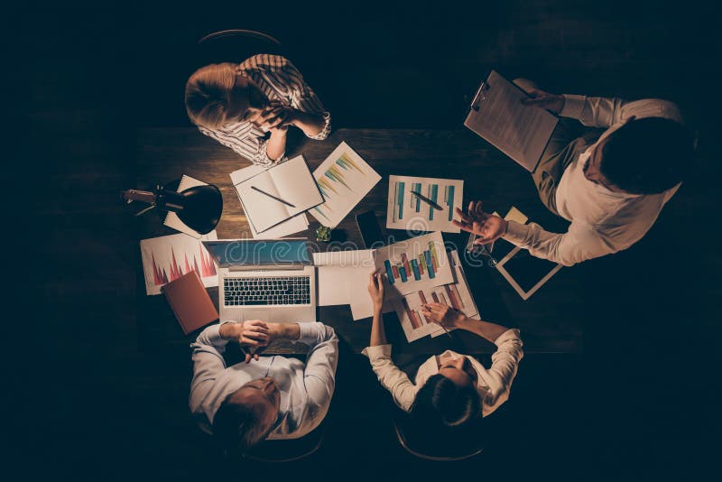 Top Above High Angle View of Smart Clever Hardworking People Top ...