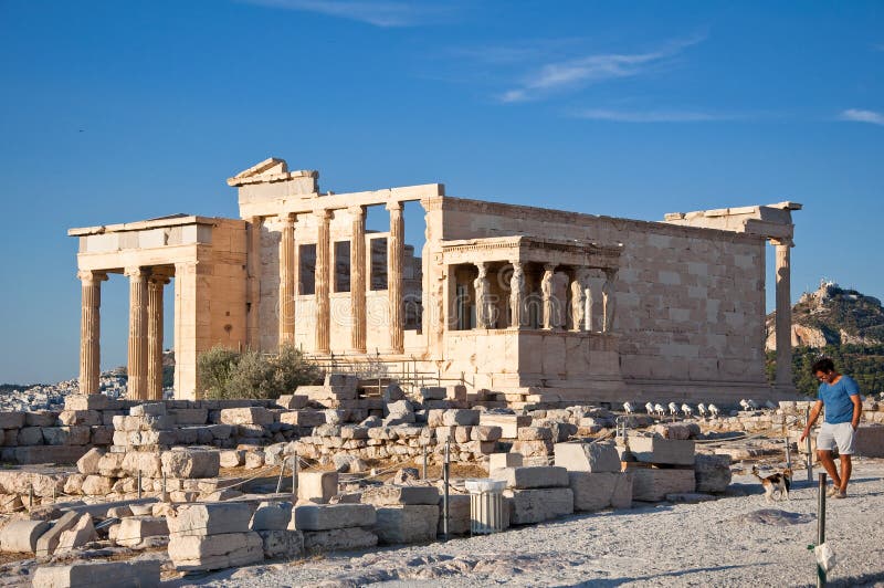 The Top of the Acropolis of Athens on July 1, 2013 in Greece. Editorial ...