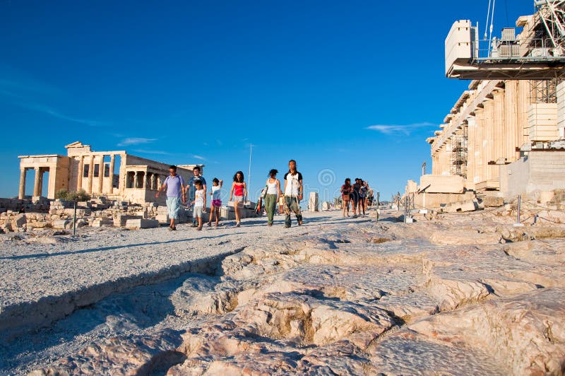The Top of the Acropolis of Athens on July 1, 2013 in Greece. Editorial ...