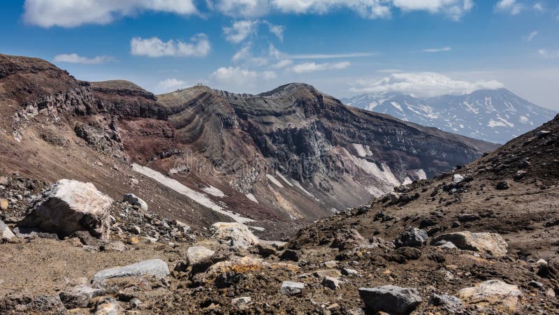 The Soil at the Top of an Active Volcano is Strewn with Rocks Stock ...