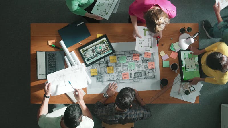 Top View of Engineer Holds and Asking Project Manager about Plan ...