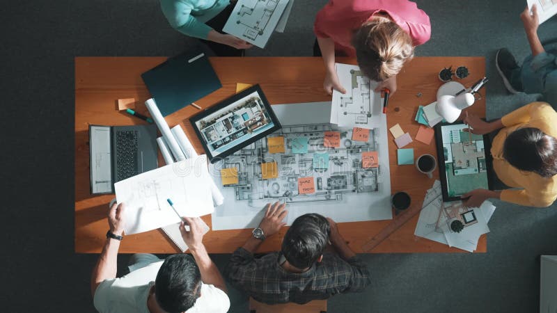 Top View of Engineer Holds and Asking Project Manager about Plan ...