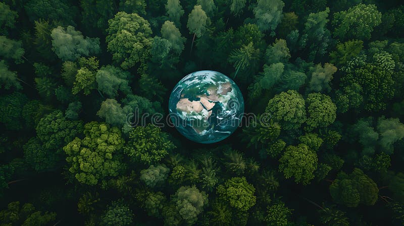 Top Aerial View with Earth Green Forest, Green Planet in Your Hand ...