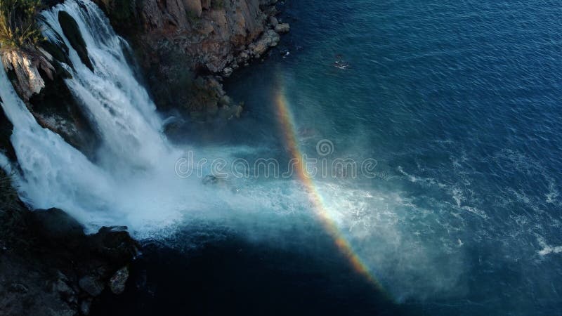 Top Aerial View on a Waterfall Falling from a Cliff Stock Photo - Image ...