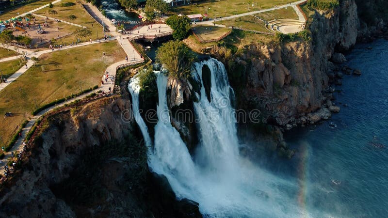 Top Aerial View on a Waterfall Falling from a Cliff Stock Photo - Image ...