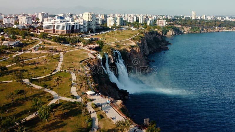 Top Aerial View on a Waterfall Falling from a Cliff Stock Image - Image ...