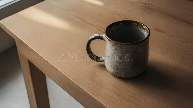 Top Angle Close-up Shot of a Mug on a Coffee Table Stock Illustration ...