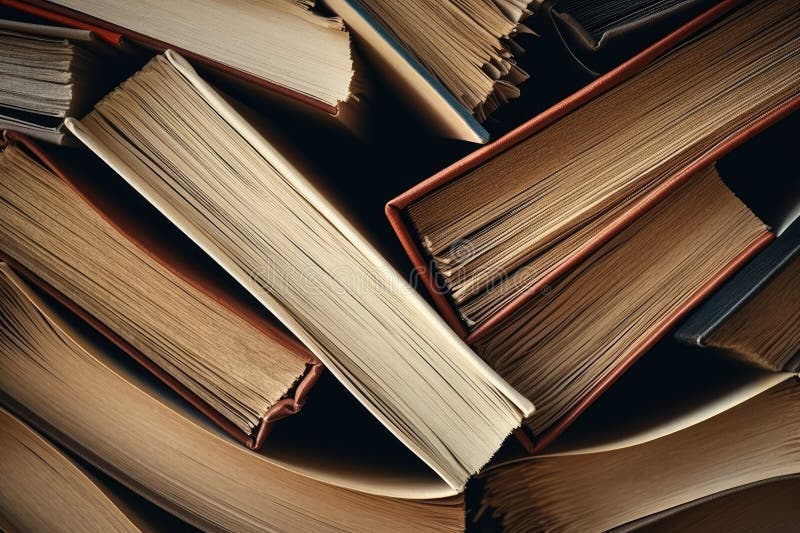 Top Angle Close-up of Stack of Thick-covered and Thick-looking Books ...