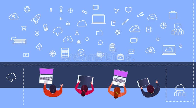 Top Angle View Group of Diverse People Brainstorming Gadgets Web Design ...