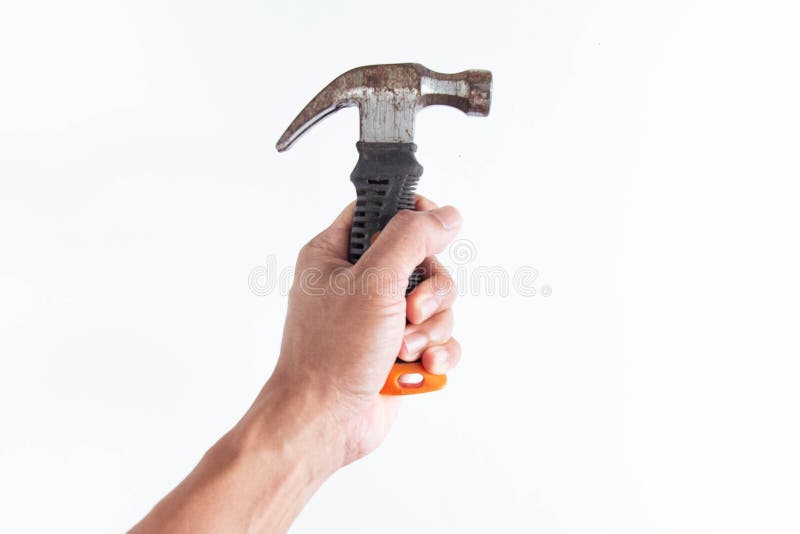 Top Angle of Young Man Left Handed Using Hammer Stock Photo - Image of ...