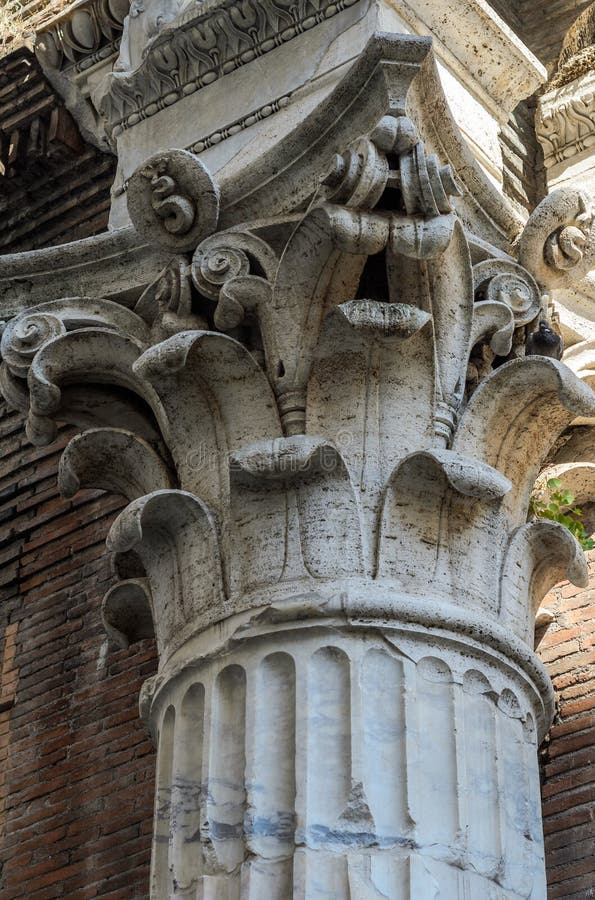 Top of an Antique Marble Column with a Pattern Stock Image - Image of ...