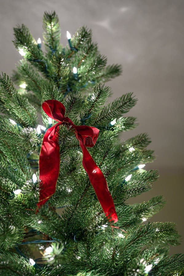 Top of Artificial Christmas Tree with String of White LED Lights and ...
