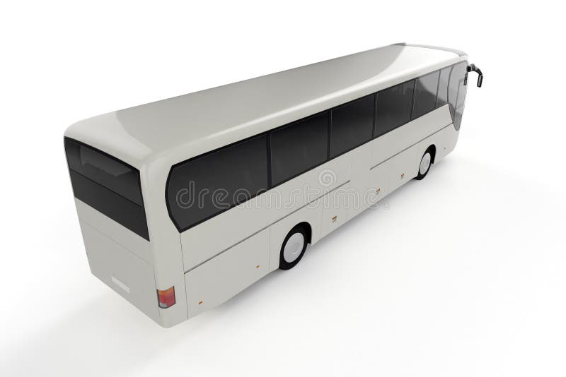 Top Back Perspective View on White City Bus - Background Stock ...