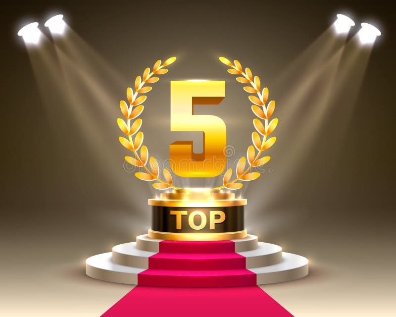 Top 5 Best Podium Award Sign, Golden Object. Stock Vector ...