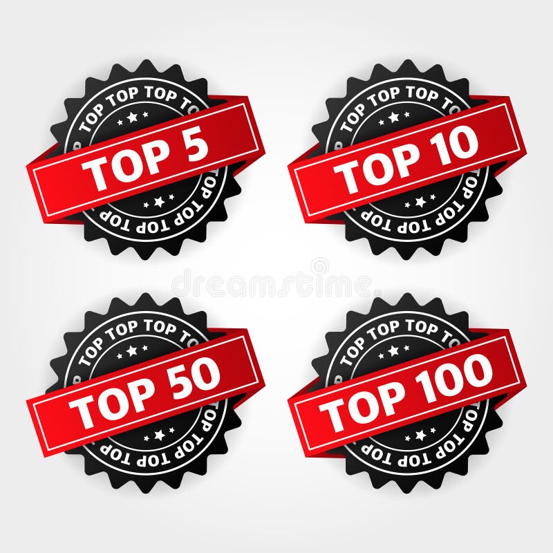 Top 5, 10, 50, 100. Best Ten List on White Background. Stock Vector ...