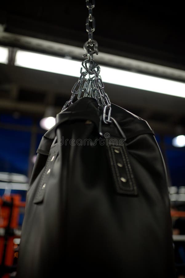 Top of Black Punching Bag for Boxing on a Chain Stock Image - Image of ...