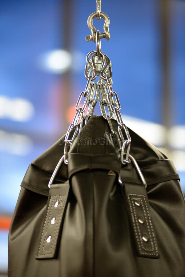 Top of Black Punching Bag for Boxing on a Chain Stock Image - Image of ...