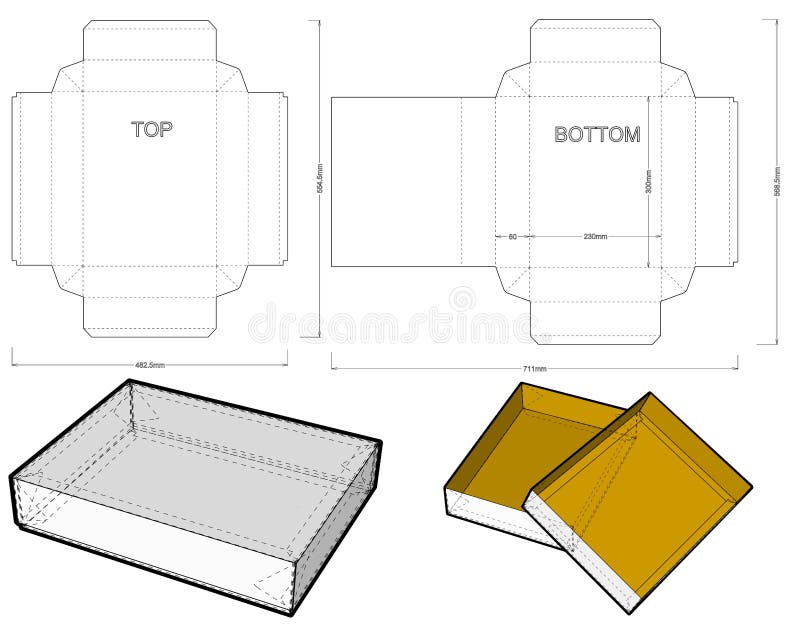 Top and Bottom Box Internal Measurement 30x23x6cm and Die-cut Pattern ...