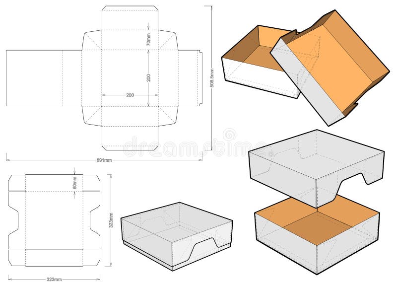 Top and Bottom Box Internal Measurement 30x23x6cm and Die-cut Pattern ...