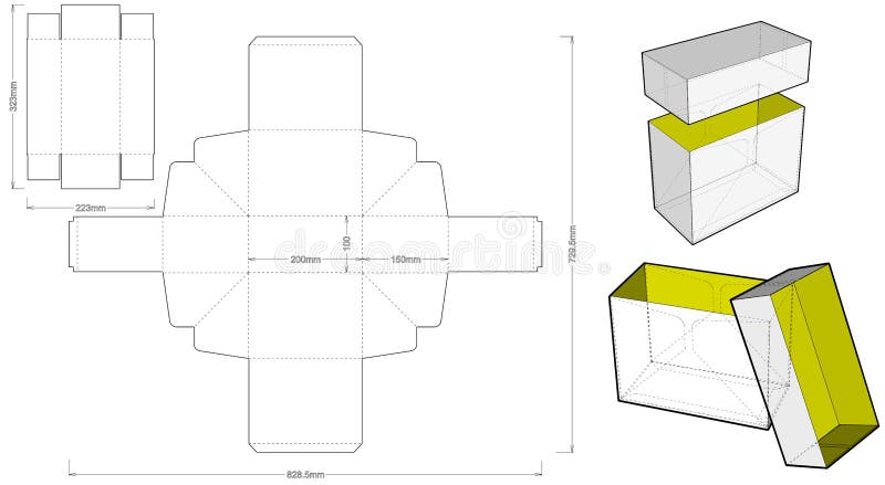 Top and Bottom Box Internal Measurement 20x10x15cm and Die-cut Pattern ...