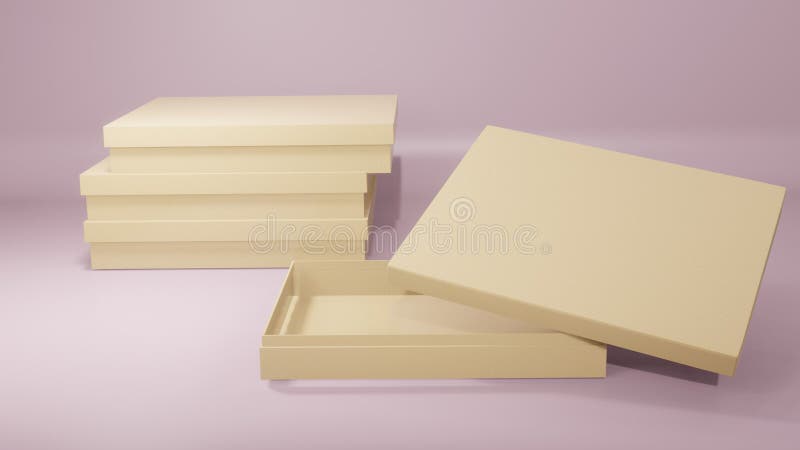 Top and Bottom Cartoon Box Mock Up 3d Image Stock Illustration ...