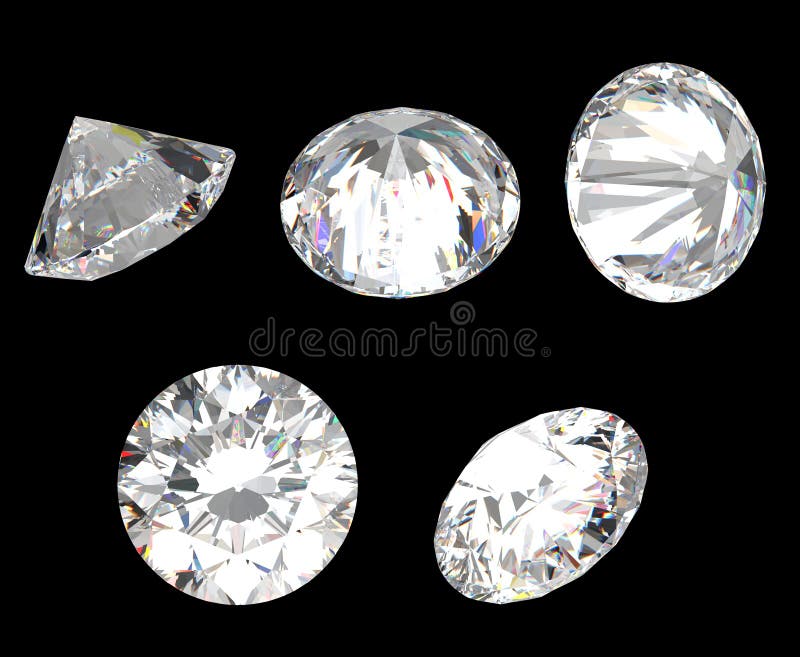 Top, Bottom and Different Side Views of Diamond Stock Illustration ...