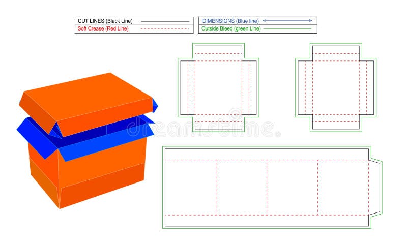 Top and Bottom Foldable Box, Corrugated Standard Shipping Box Dieline ...
