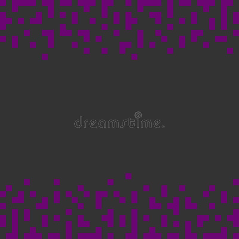 Top and Bottom Pixel Frame Border Violet Pixel Squares on Dark ...