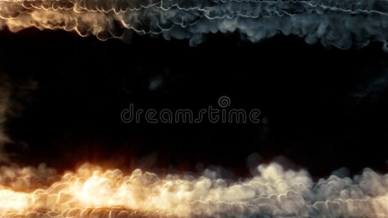 Top - Bottom Screen Frame of Thick Blue Smoke and Fire, Isolated ...