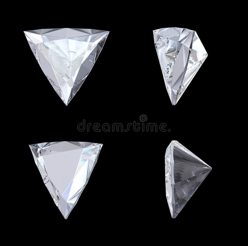 Top, Bottom and Side Views of Trillion Diamond Stock Illustration ...