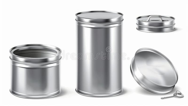 The Top and Bottom View of a Tin Can with a Ring Pull. a Cylinder Metal ...
