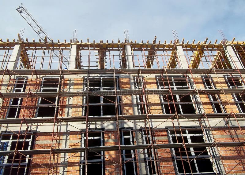 Scaffolding for Buildings and Part of the Crane Stock Image - Image of ...