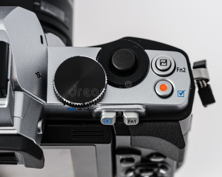 Top Buttons and Controls of a Digital Mirrorless Camera.. Stock Photo ...