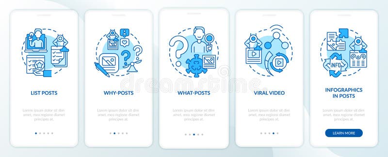 Top Buzzworthy Posts Types Onboarding Mobile App Page Screen Stock ...