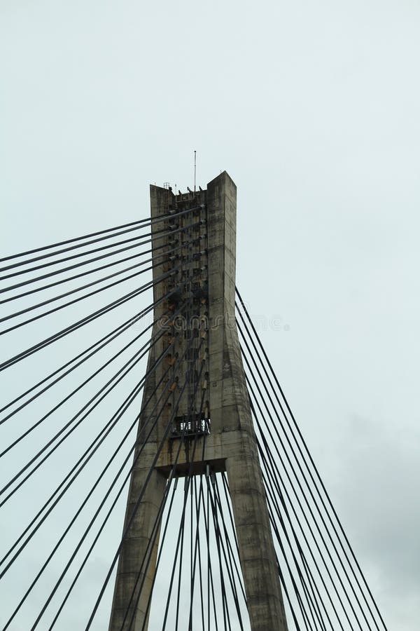 The Top of the Cable Stayed Bridge Pillar. Stock Photo - Image of ...