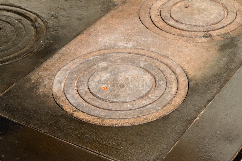 Top of Cast Iron Kitchen Stove Stock Photo - Image of steel, object ...
