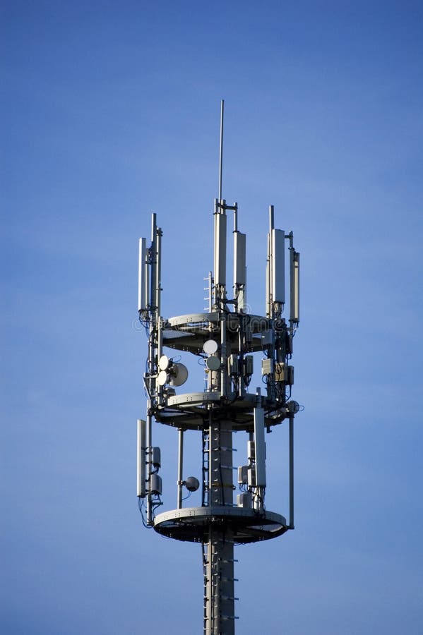 The Top of a Cell Phone Tower. Stock Image - Image of telecommunication ...